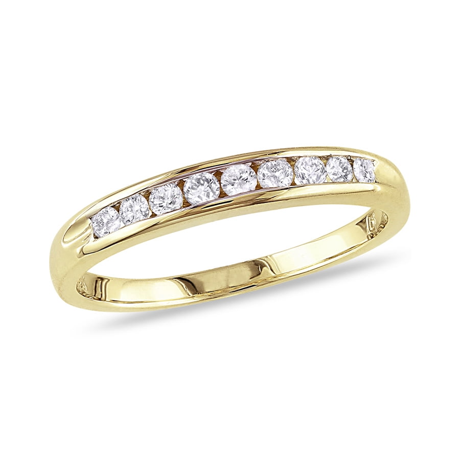 AMOUR 1/4 CT TW Channel Set Diamond Anniversary Band In 10K Yellow Gold ...