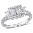 AMOUR 1 CT TW Princess-cut Diamond Quad Halo Engagement Ring In 14K ...