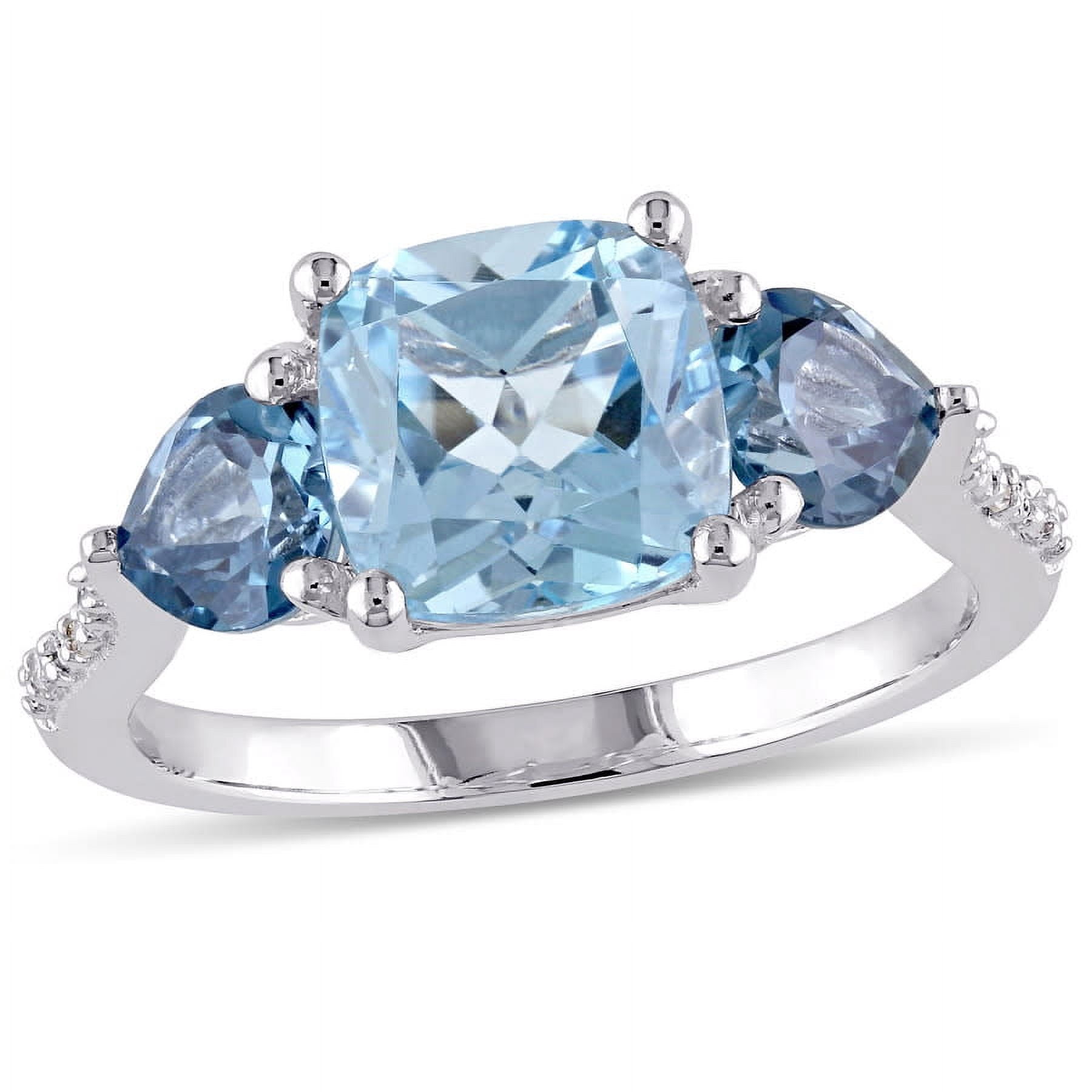 AMOUR 3 1/2 CT TGW Cushion Cut Sky and London Blue Topaz and Diamond ...