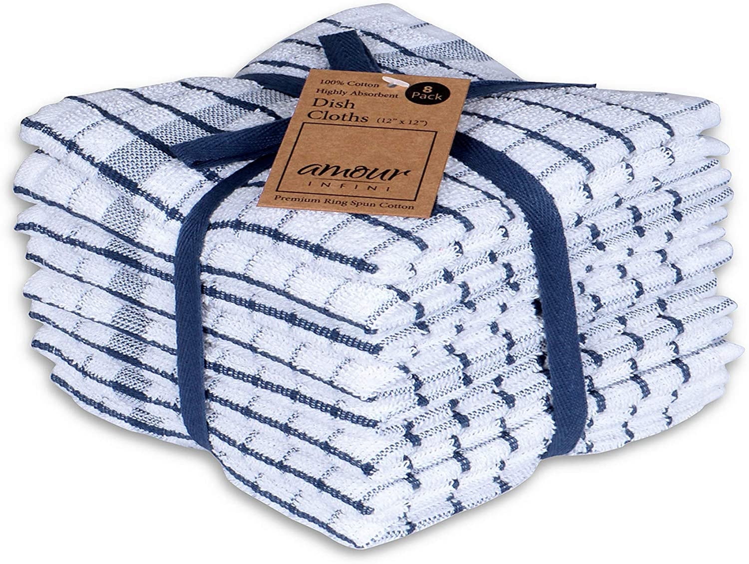 AMOUR INFINI Grid Dish Cloths - Cotton Cleaning Kitchen Towels and ...