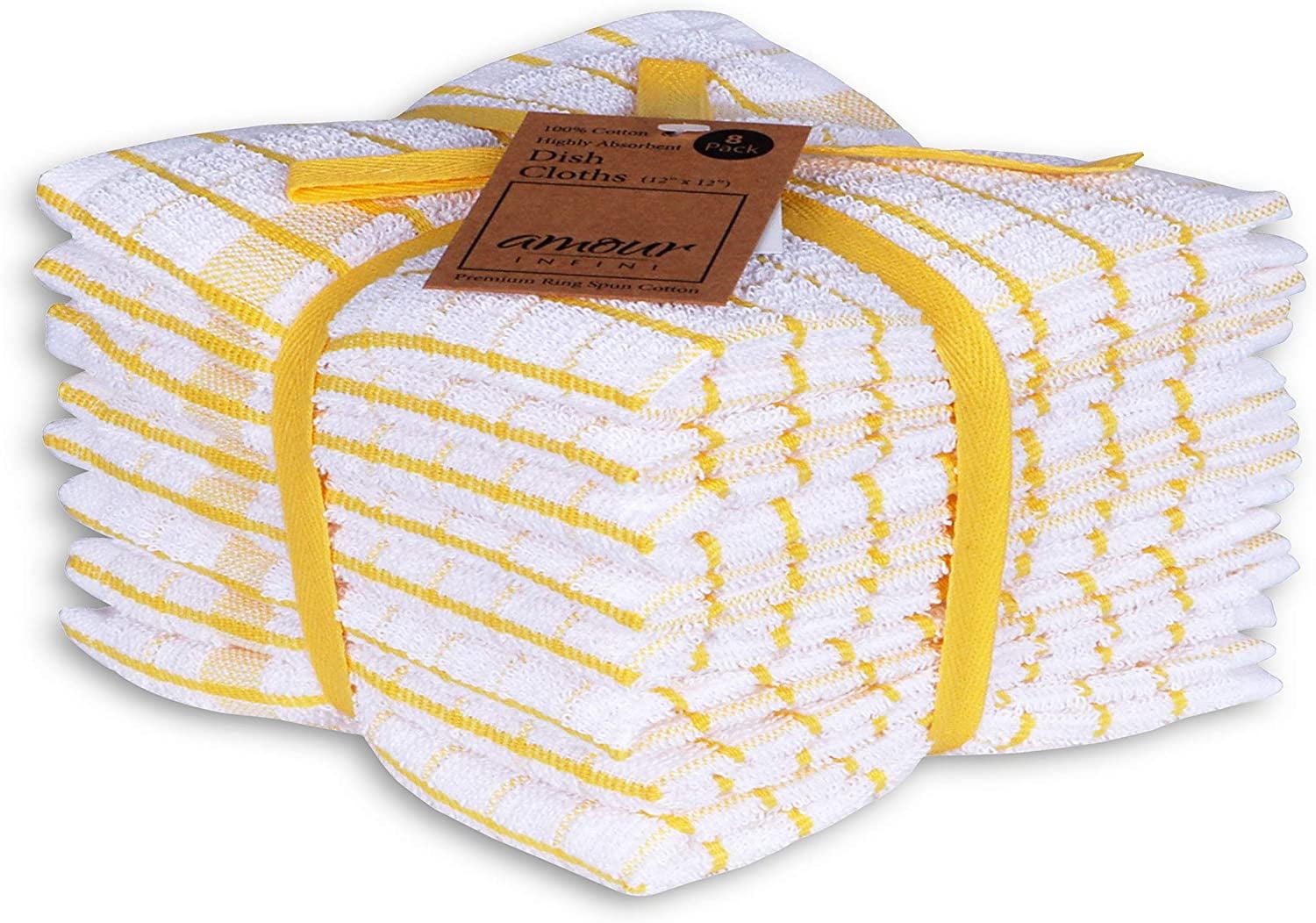 AMOUR INFINI Grid Dish Cloths Cotton Cleaning Kitchen Towels and ...