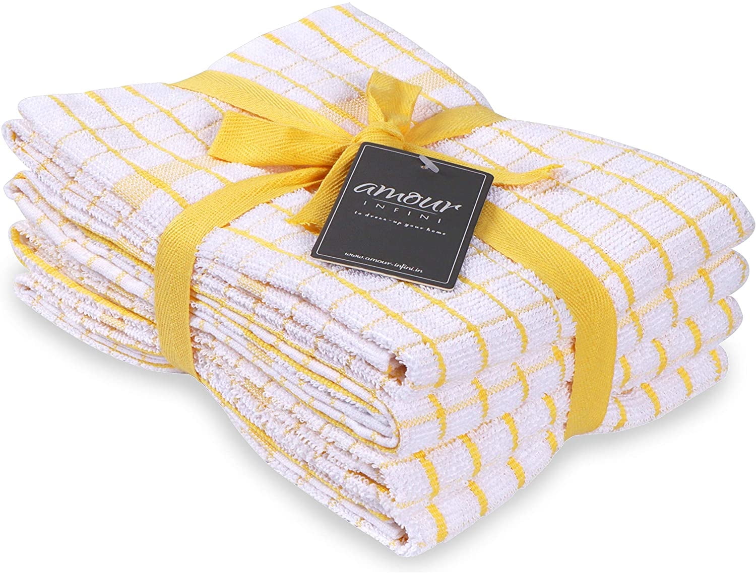 AMOUR INFINI Grid Kitchen Towels - Cotton Cleaning Kitchen Towels and ...