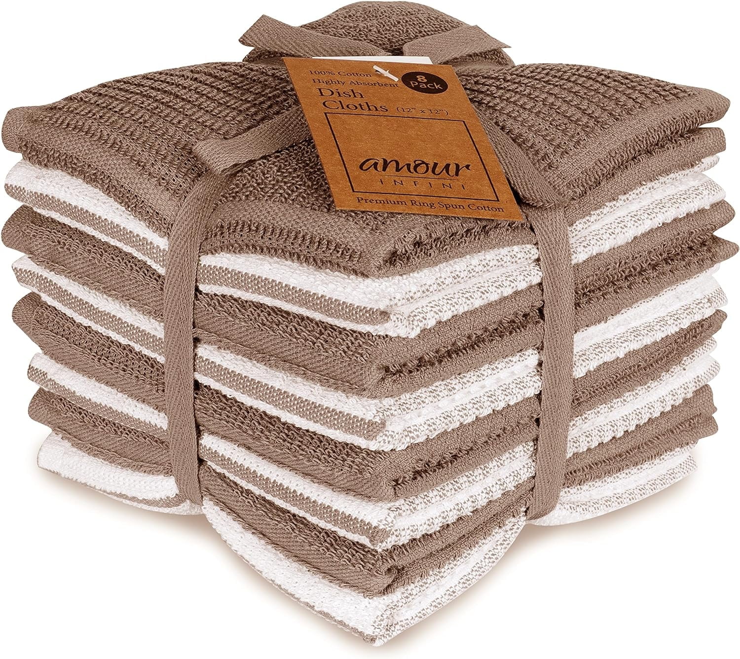 AMOUR INFINI Terry Dish Cloths Set of 8 Super Soft and Highly Absorbent ...