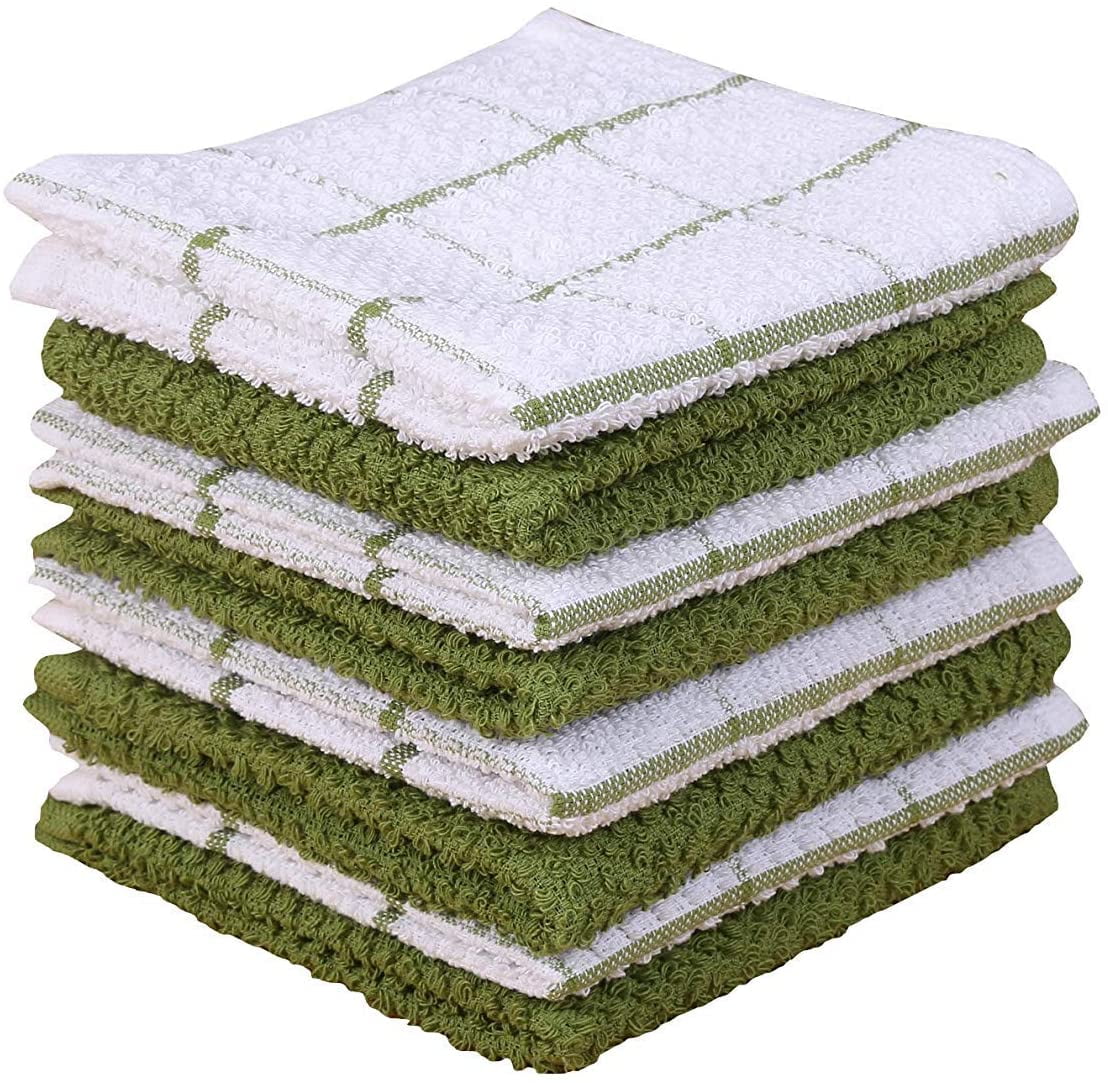 Amour Infini Cotton Terry Dish Cloths Set of 8, 12x12 Inches, Super ...