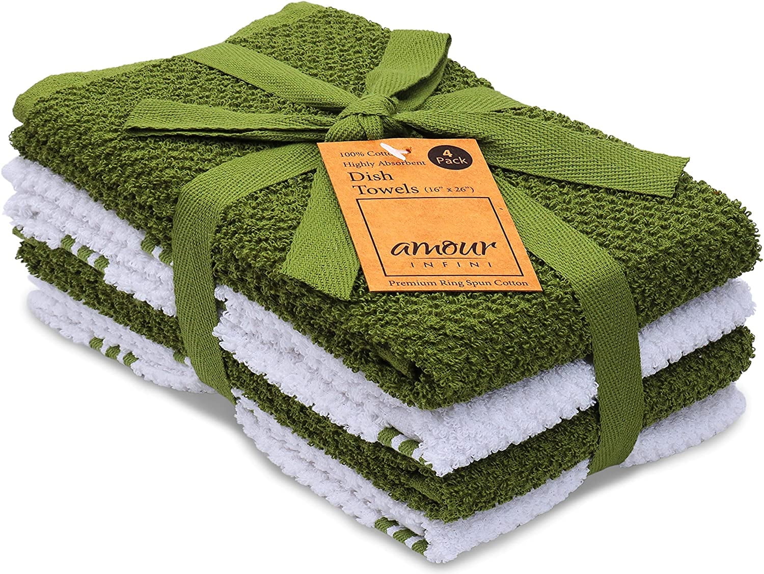 AMOUR INFINI Terry Kitchen Towels Pack of 4 Highly Absorbent Washable ...