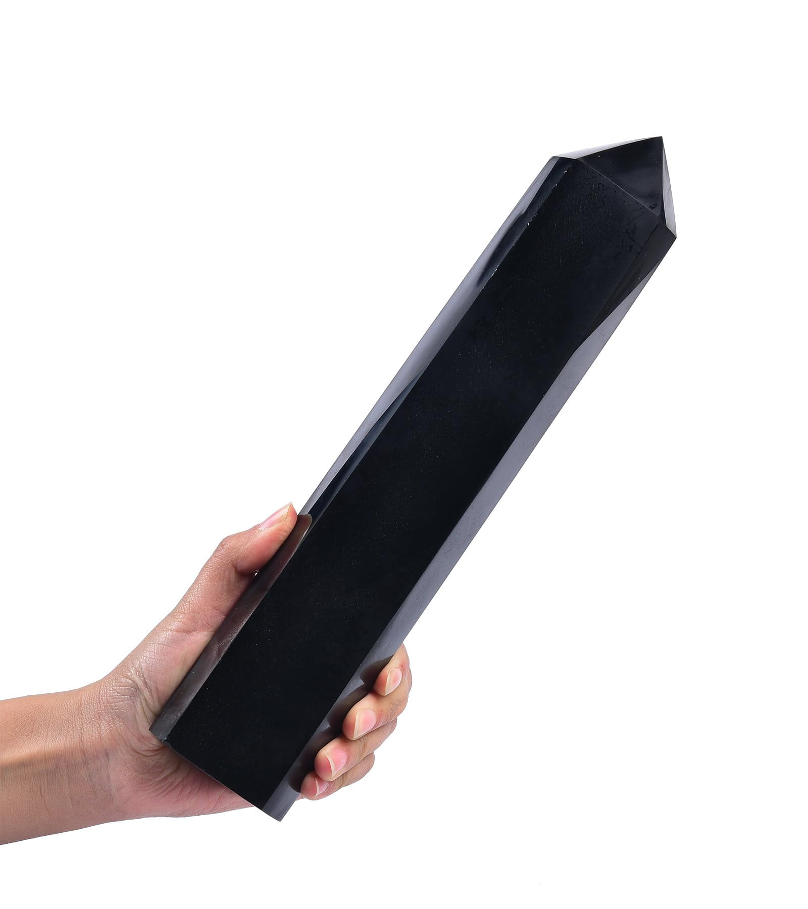 AMOYSTONE 1PC Large Obsidian Tower Stone Wand Healing Crystal Hexagonal ...