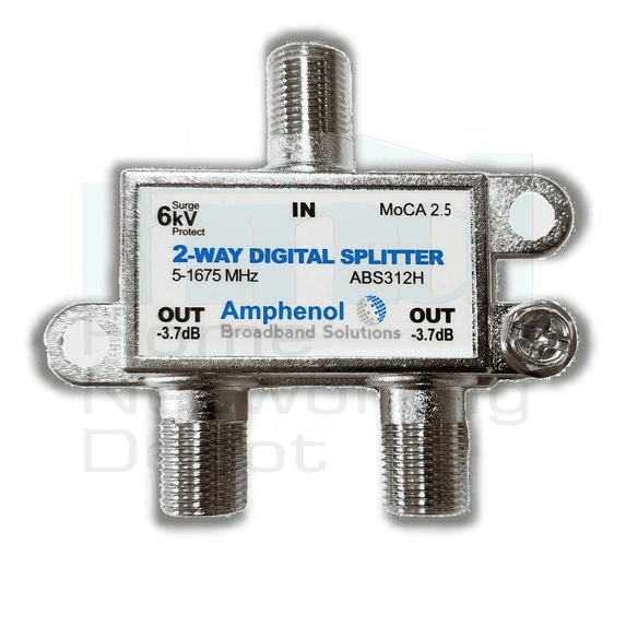 AMPHENOL/HOLLAND 2 WAY BALANCED SPLITTER MoCA 2.5 COMPLIANT 5-1675 MHz ...