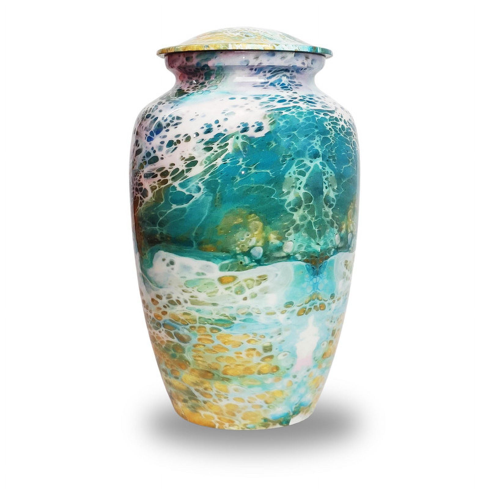 AMPLE CREMATION URNS | Classic Ocean Cremation Urn | Blue & White Urn ...