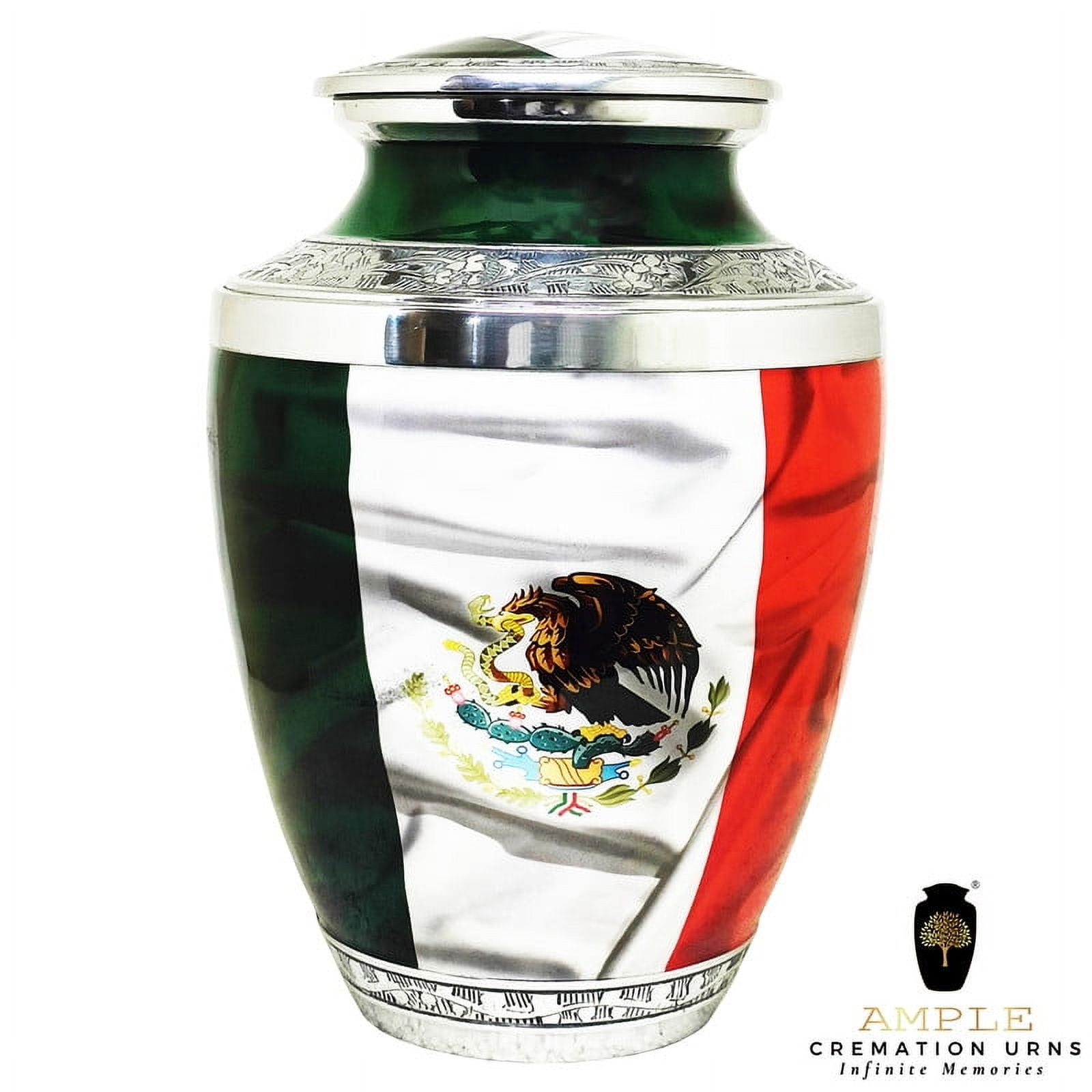 AMPLE CREMATION URNS | Mexican Flag Cremation Urn | Patriotic Memorial ...