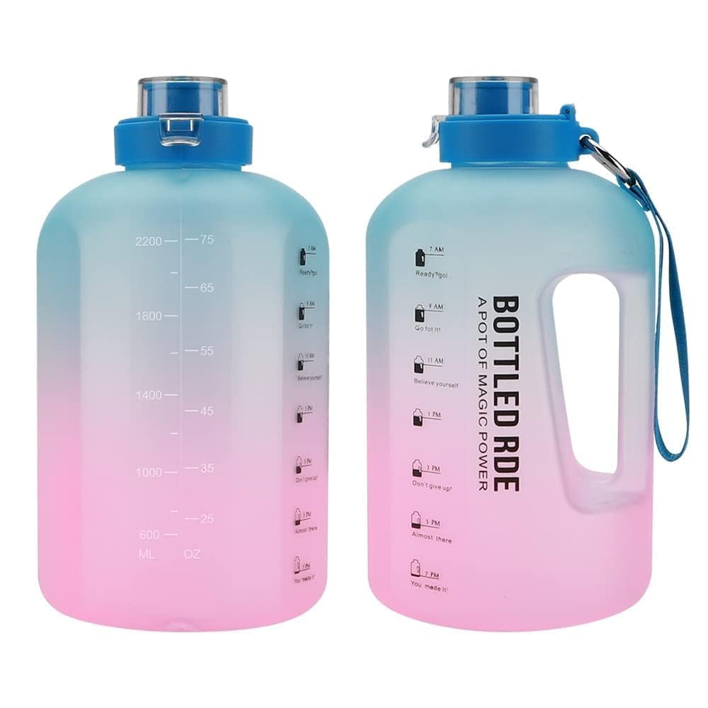 AMPLIN Half Gallon Water Bottle Gym Bottle with Straw Lid Carry Strap ...