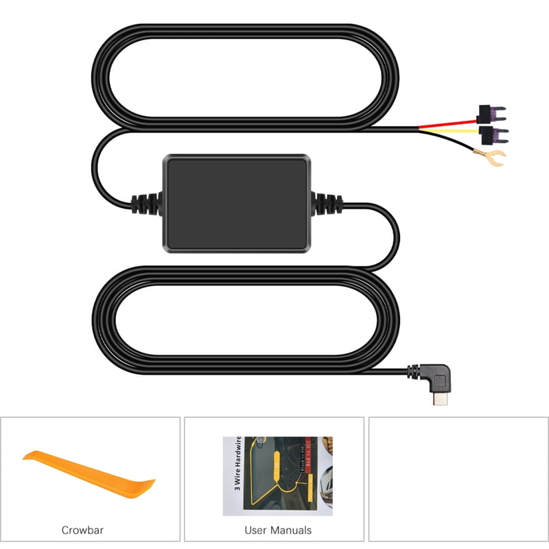 AMPrime 12V-24V To 5V/2.5A Car Step-down Line Dash Cam DVR Kit For 24H ...