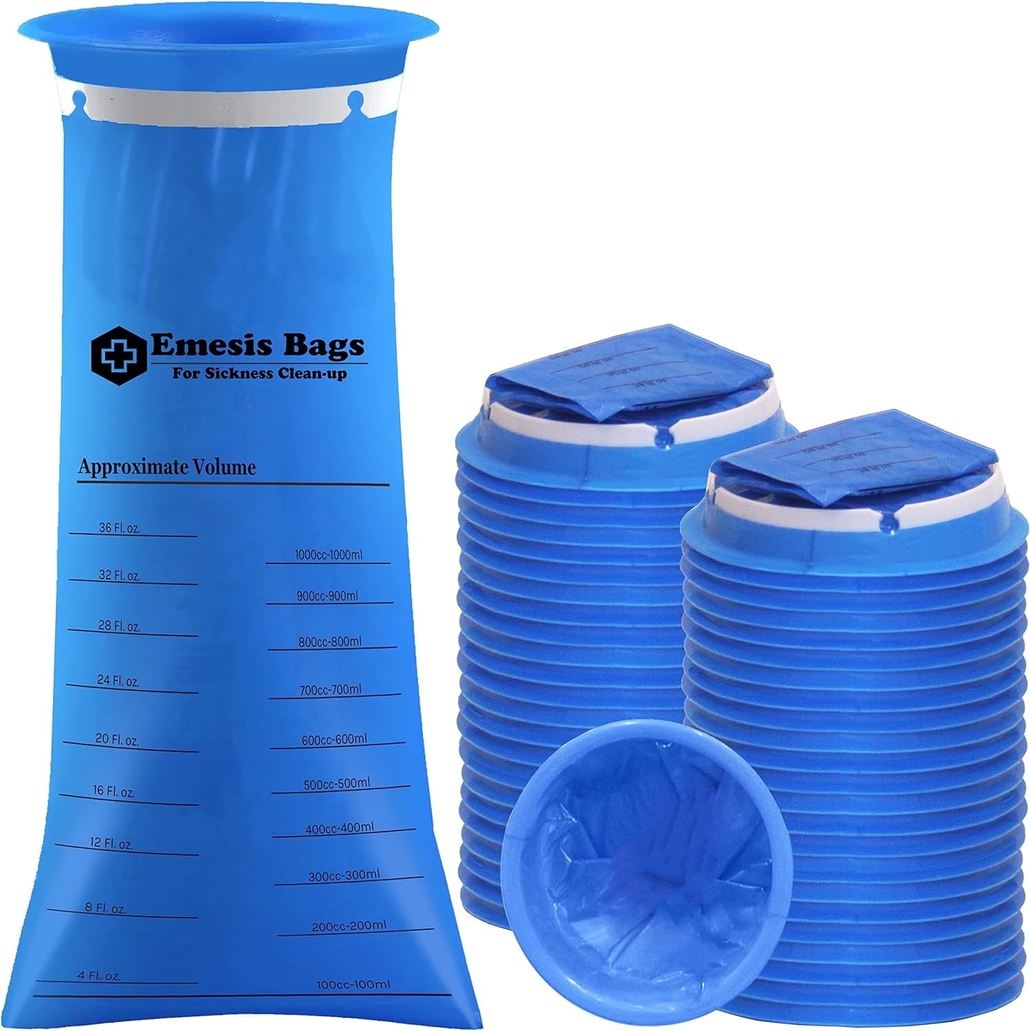 AMQTSLM 50-Pack Blue Vomit Bags, 1000ml Portable Disposable Emesis Bags ...