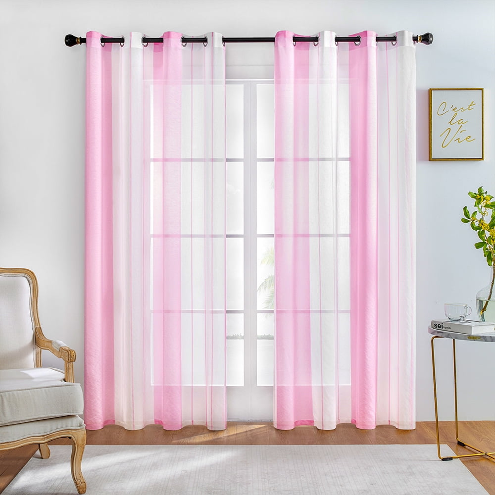 AMRID Textured Sheer Window Curtains for Bedroom Window Curtains 63 ...