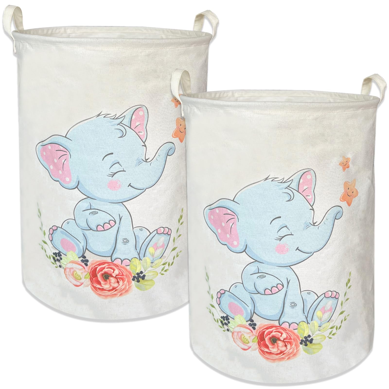 AMROSE 2 Pack Baby Laundry Hamper, 19.6'' Large Canvas Nursery Laundry ...