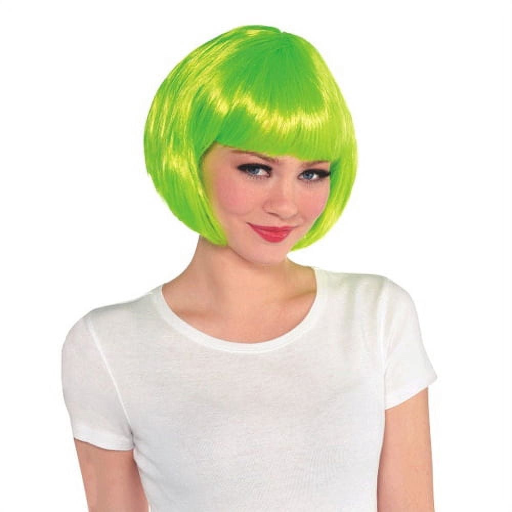 AMSCAN Neon Green Wig One Size Fits All Short Hair Wigs BOB Hairstyles ...