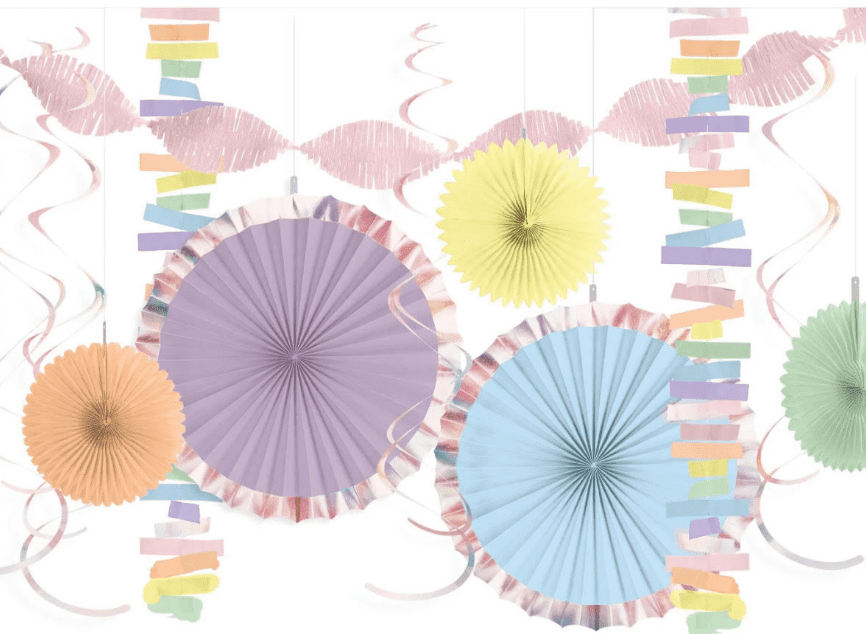 AMSCAN - Rainbow Paper Decorating Kit (Includes 1 Fringe Garland, 2 ...