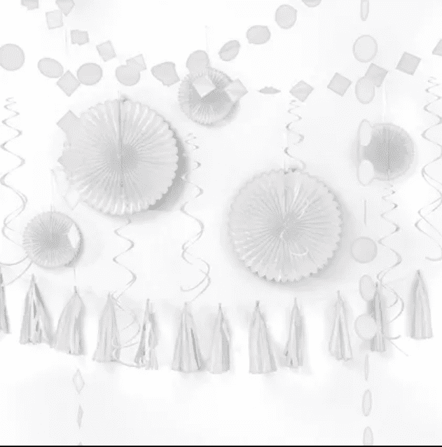 AMSCAN - White Paper Decorating Kit - (Includes 1 Tassel Garland, 4 ...