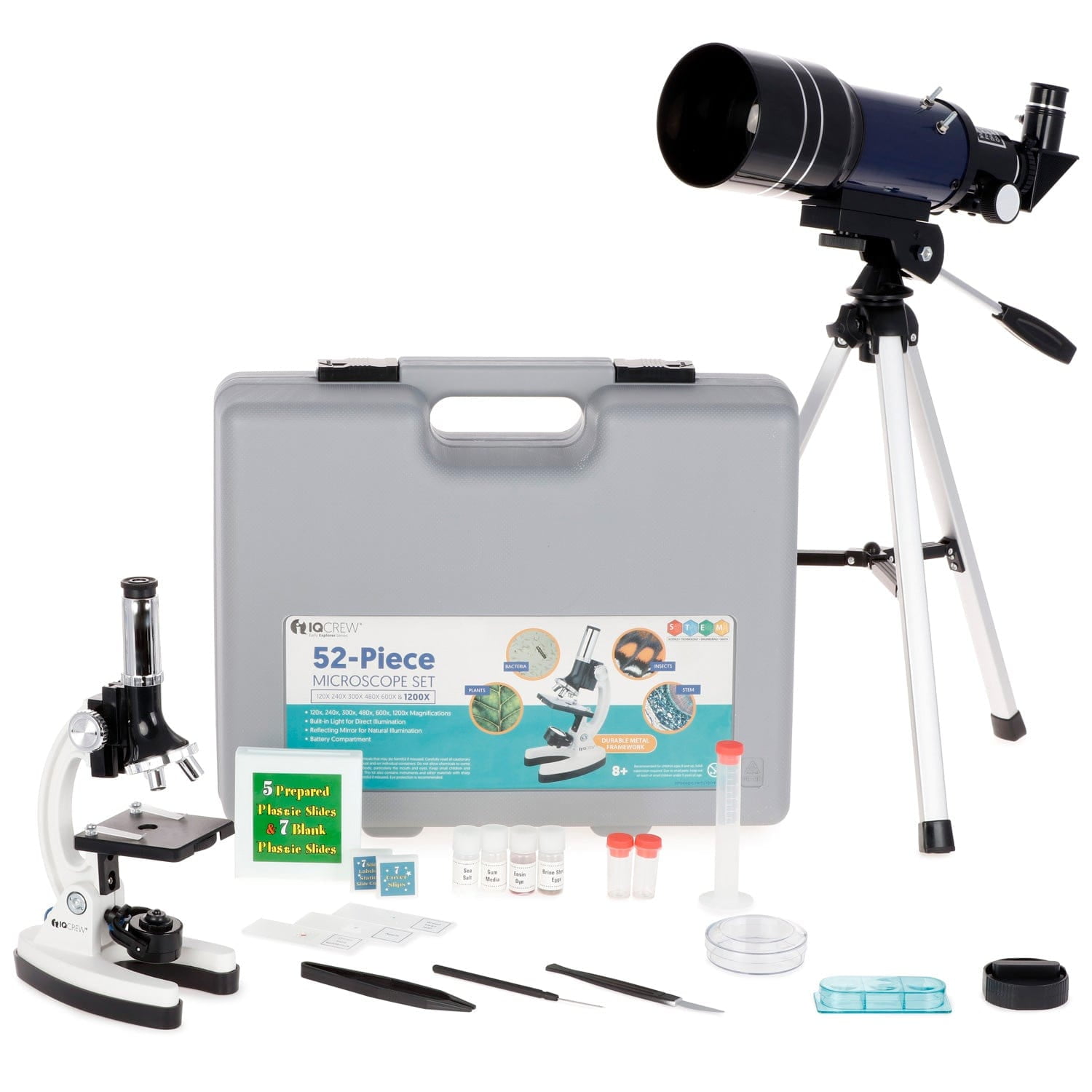 AMSCOPE-KIDS Holiday Special Student Microscope Kit +Telescope & Tripod ...