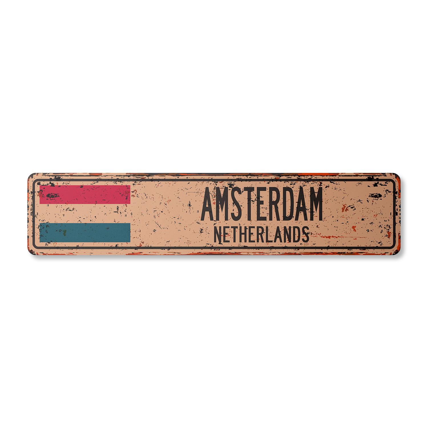 AMSTERDAM NETHERLANDS Vintage Aluminum Street Sign Netherlander Dutch ...