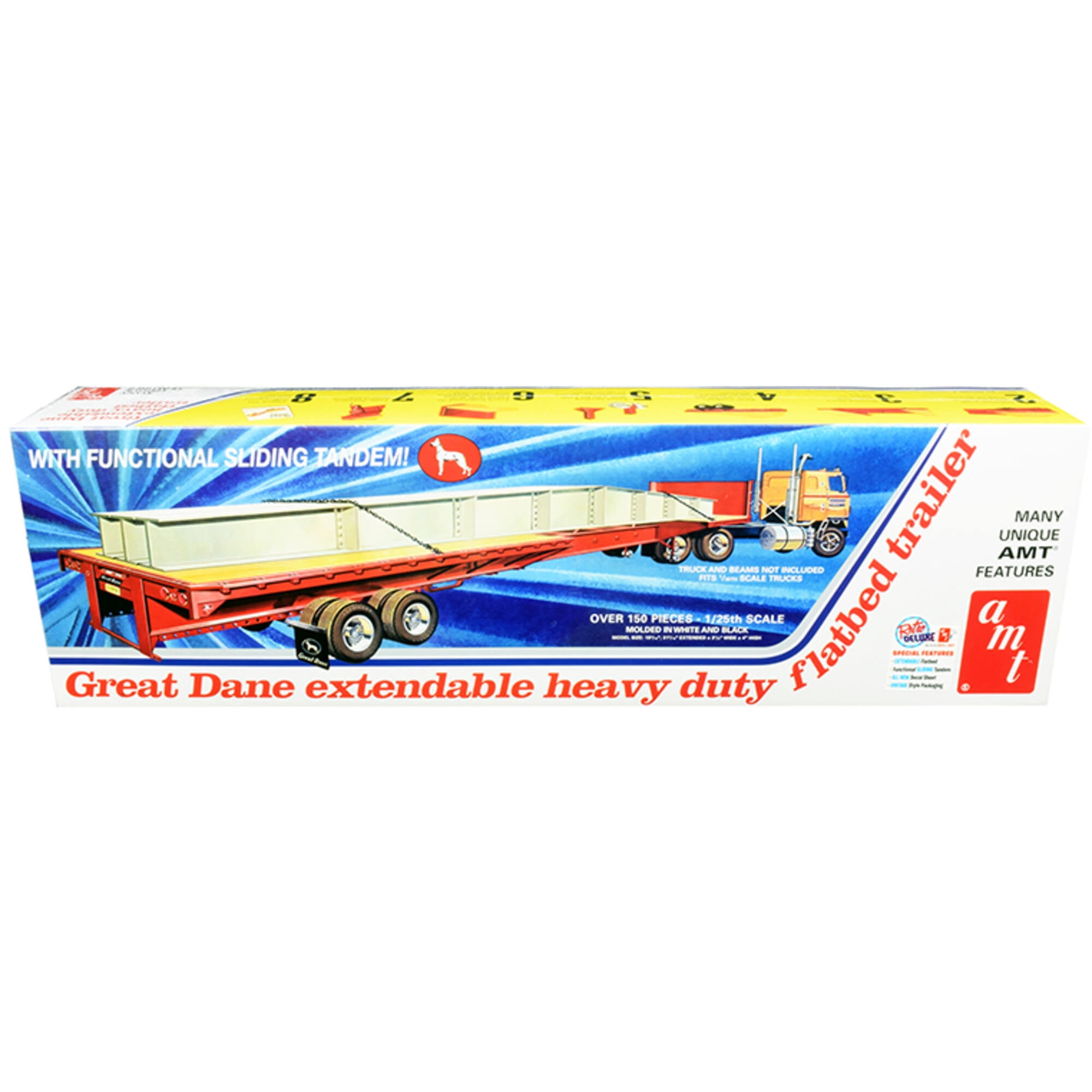 Skill 3 Model Kit Great Dane Extendable Heavy Duty Flat Bed Trailer w ...