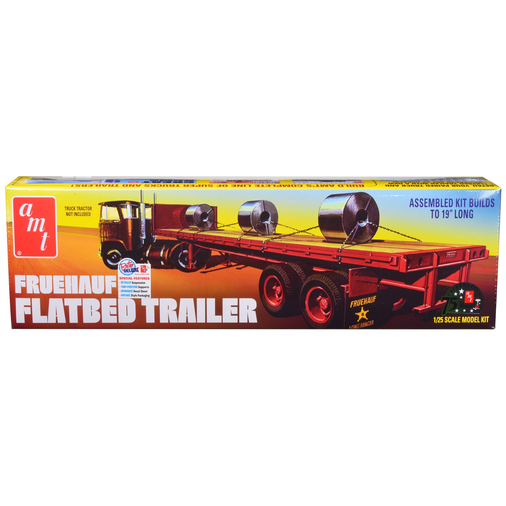 A.M.T Fruehauf Flatbed Trailer Model Kit, 1/25 Scale, Chrome Parts ...