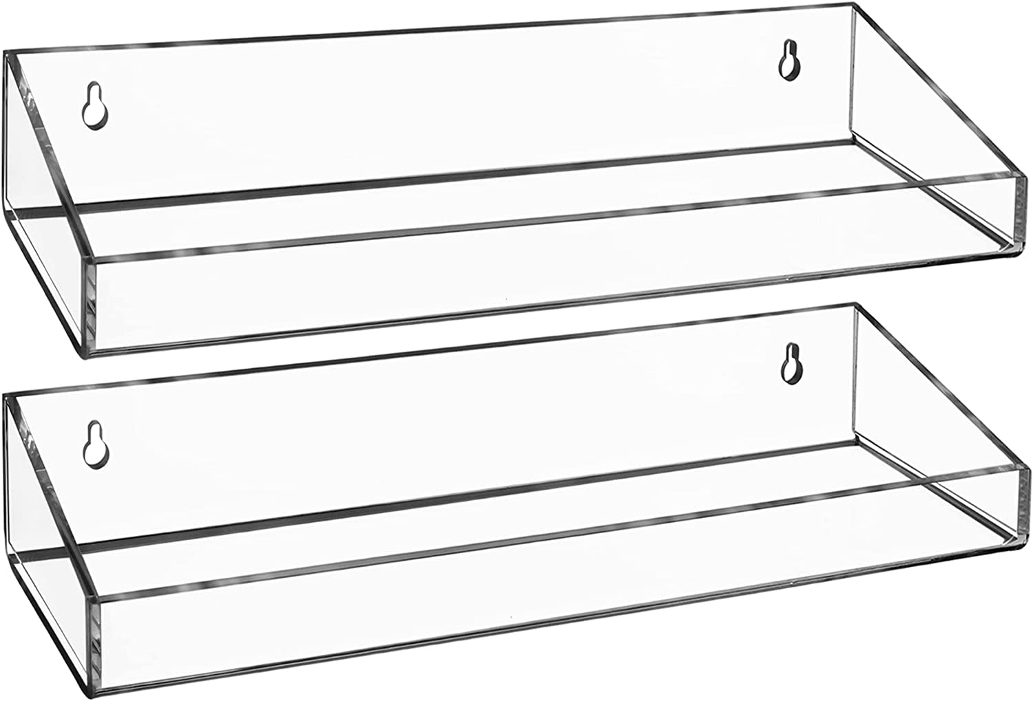 AMT 2 Pack Acrylic Floating Shelves, 15" L x 4.8" W, Clear Bathroom ...