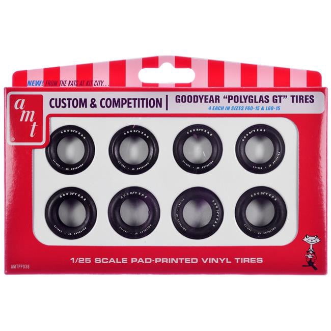 AMT AMTPP038 8 Piece Model Goodyear Polyglas GT Tires Set for 1-25 ...