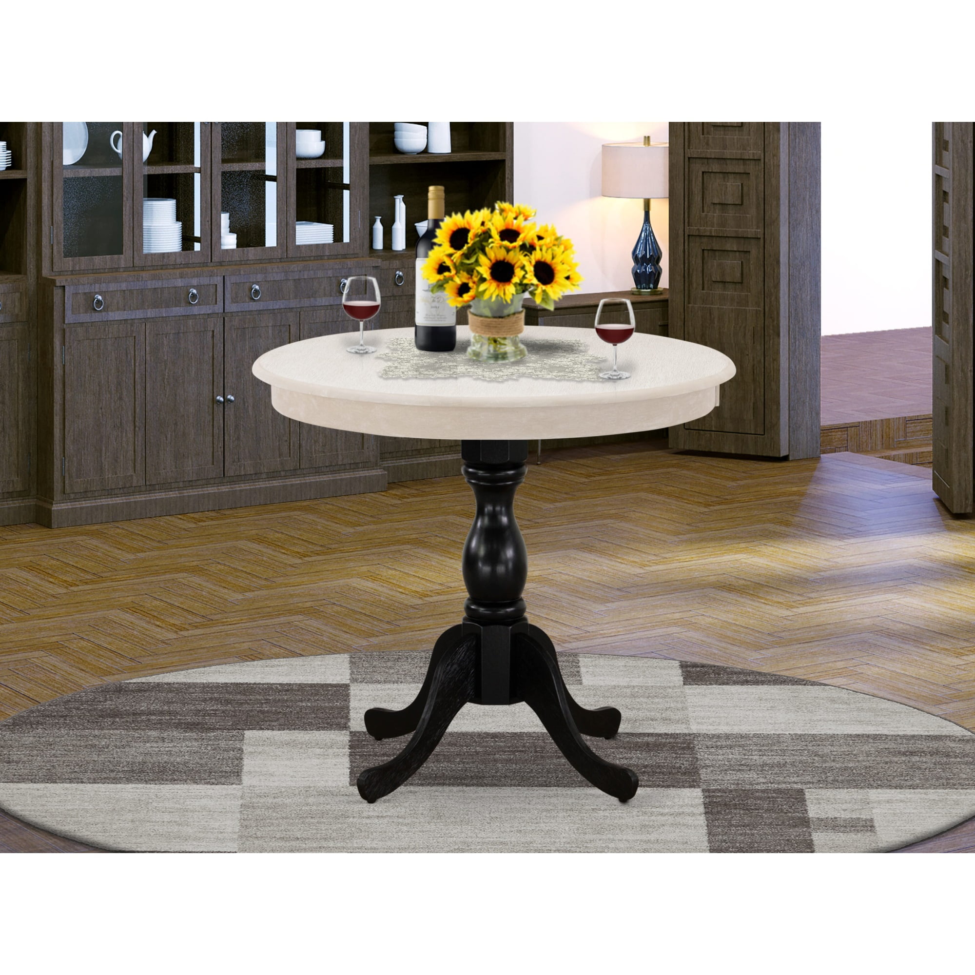 East West Furniture - Wooden Kitchen Dining Round Table, Wirebrushed ...