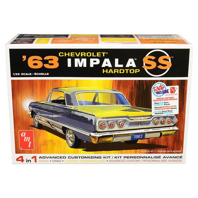 AMT AMT1149M Skill 2 Model Kit 1963 Chevrolet Impala SS Hardtop 4 in. 1 ...