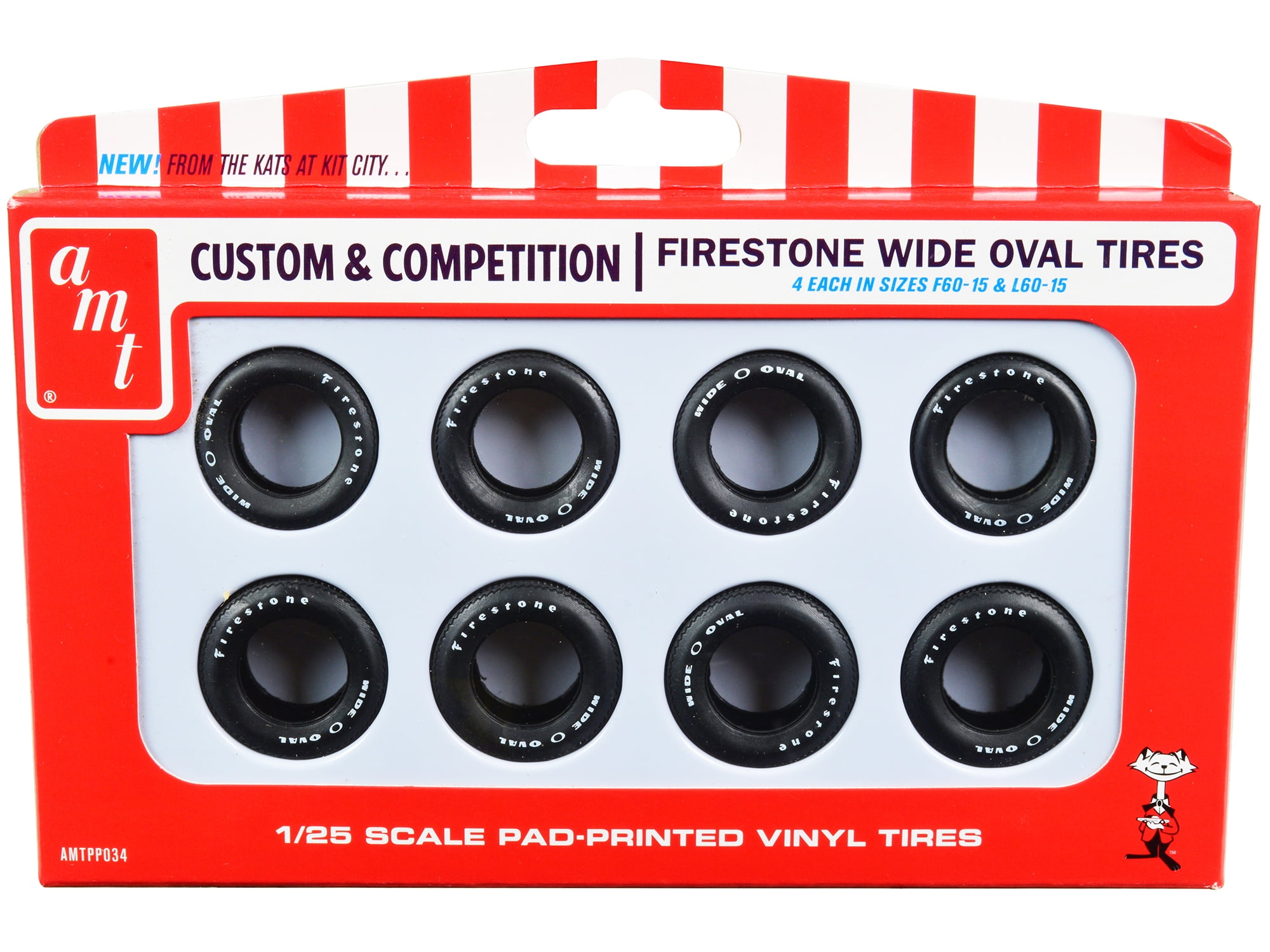 AMT AMTPP034 Skill 2 Firestone Wide Oval Tires Set of for 1 by 25 Scale ...