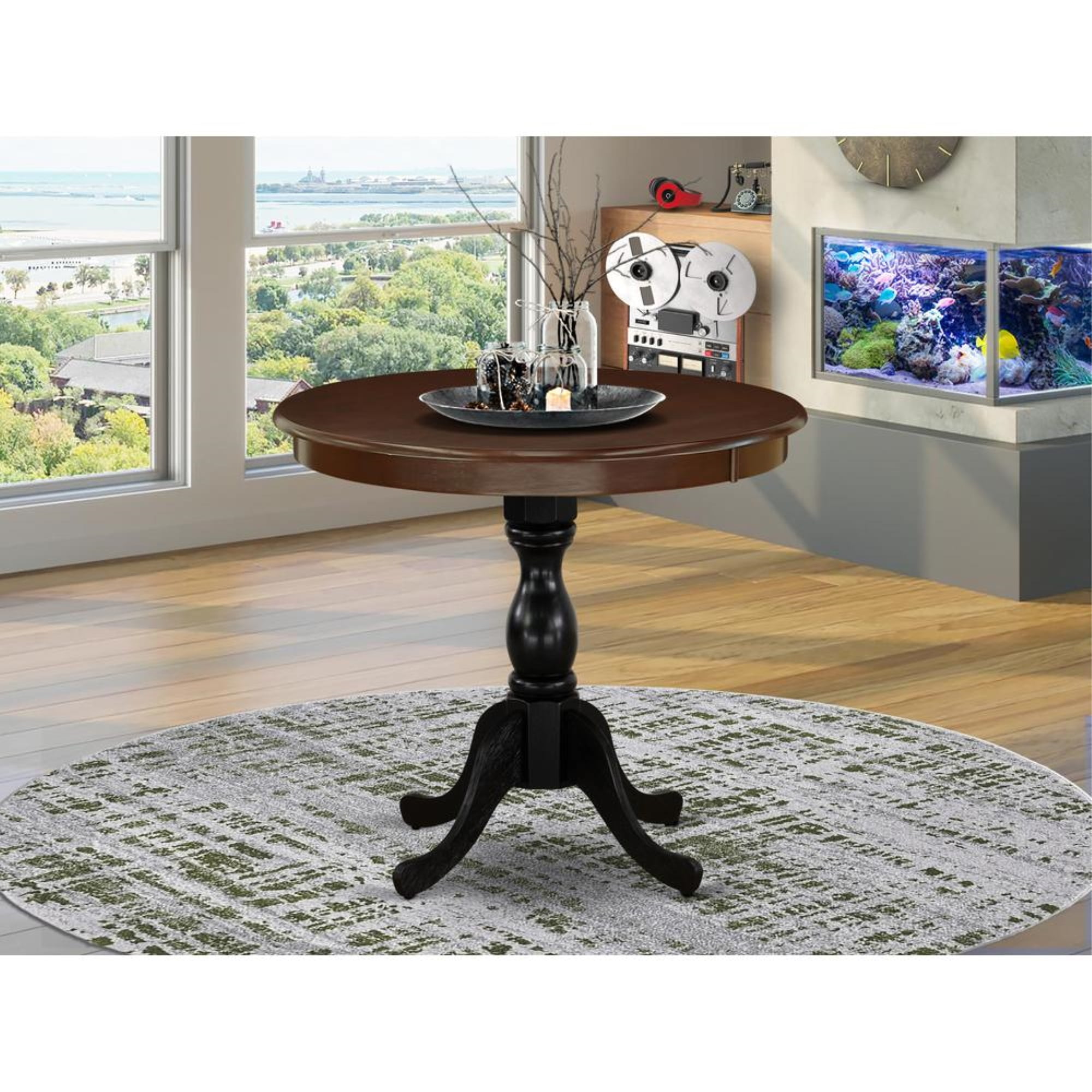 East West Furniture - Small Dining Kitchen Round Table, Mahogany Top ...
