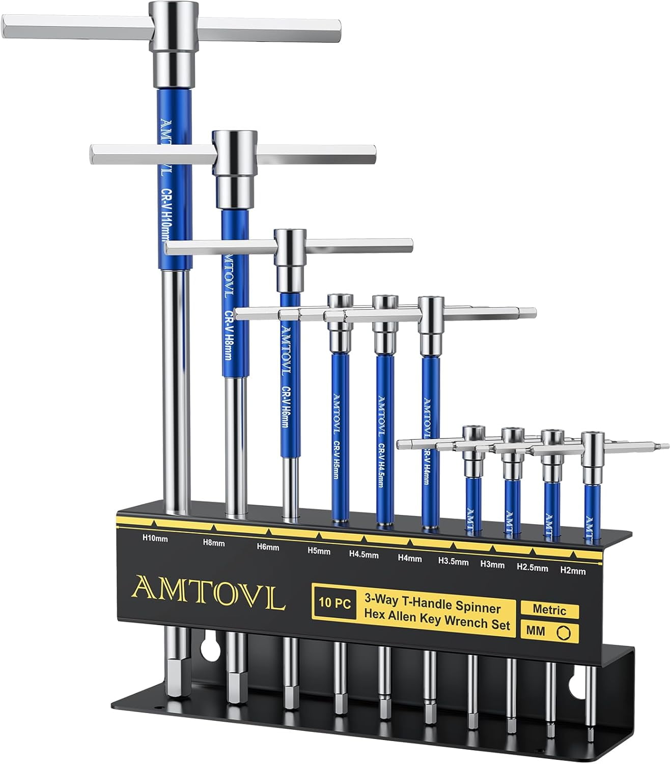 AMTOVL 10-Piece Metric T-Handle Hex Allen Wrench Set: 2mm-10mm CR-V ...