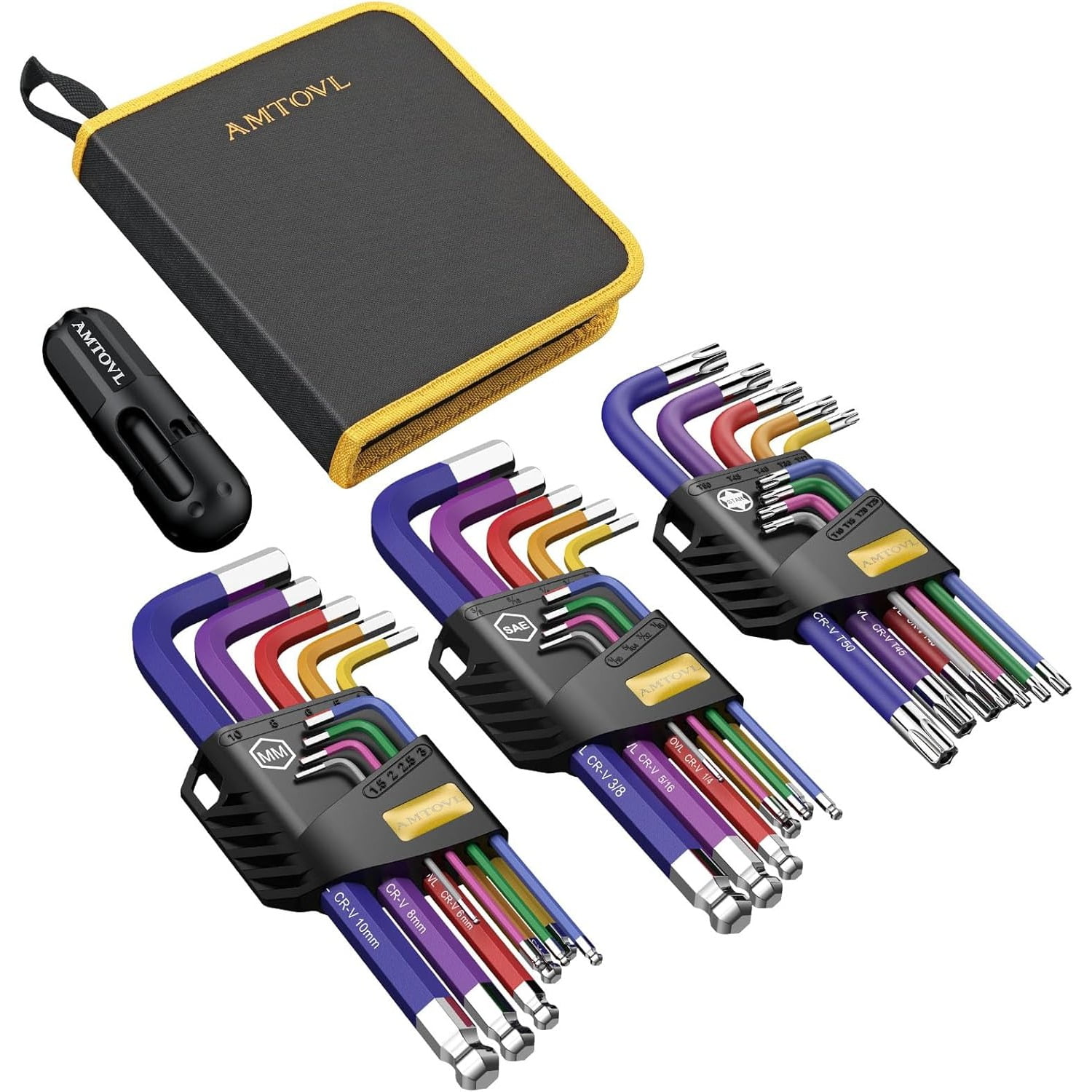 AMTOVL Hex Keys Set - Allen Key Set & Torx Key Set, Metric/Imperial 27PCS Allen Wrench Set Long ...