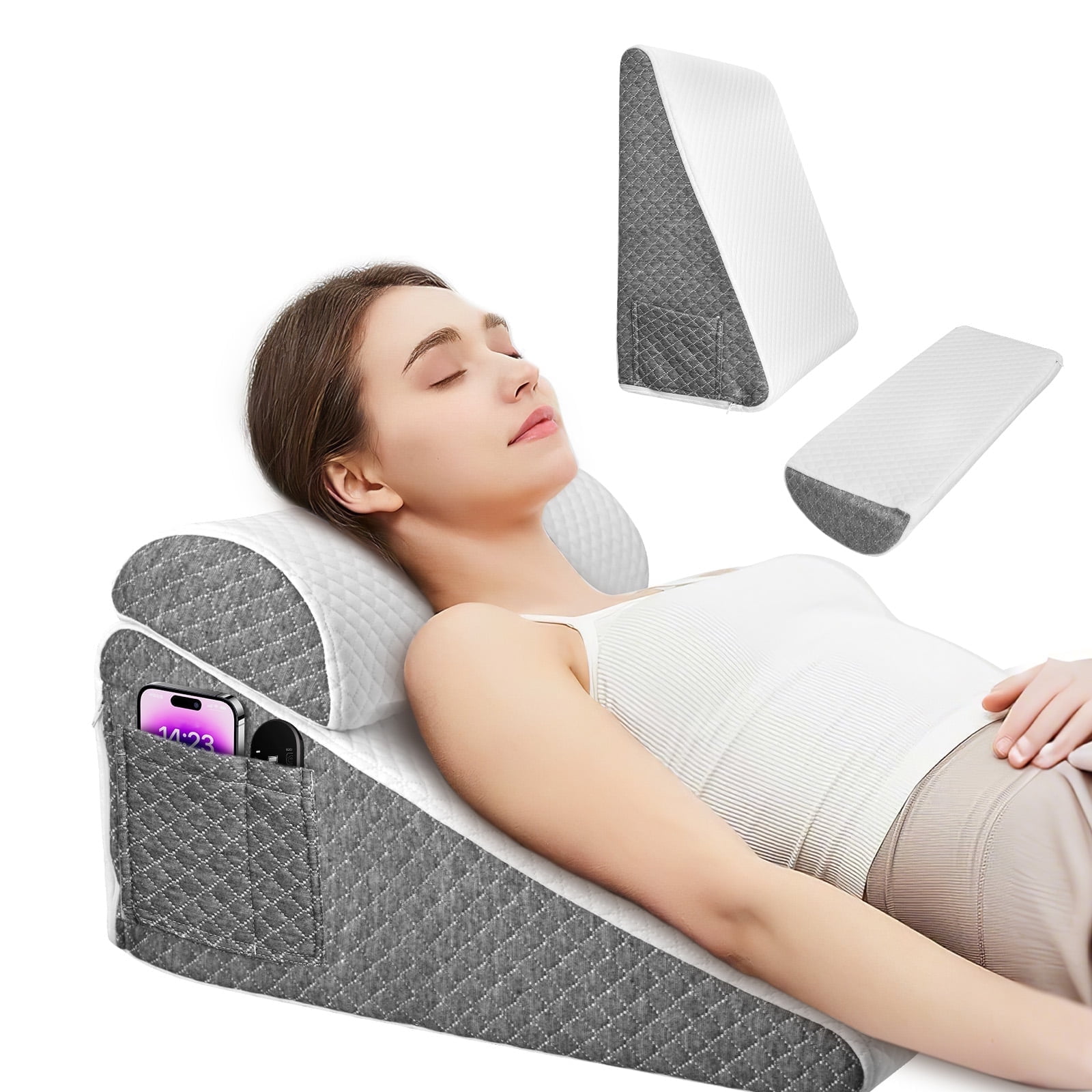 AMTPM Bed Wedge Pillow, Memory Foam Triangle Pillow for Sleep Apnea ...