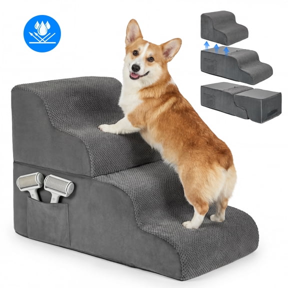 7 Step Pet Stairs Ramp for High Beds Sofas 22-42 Inch, Non-Slip Dog ...