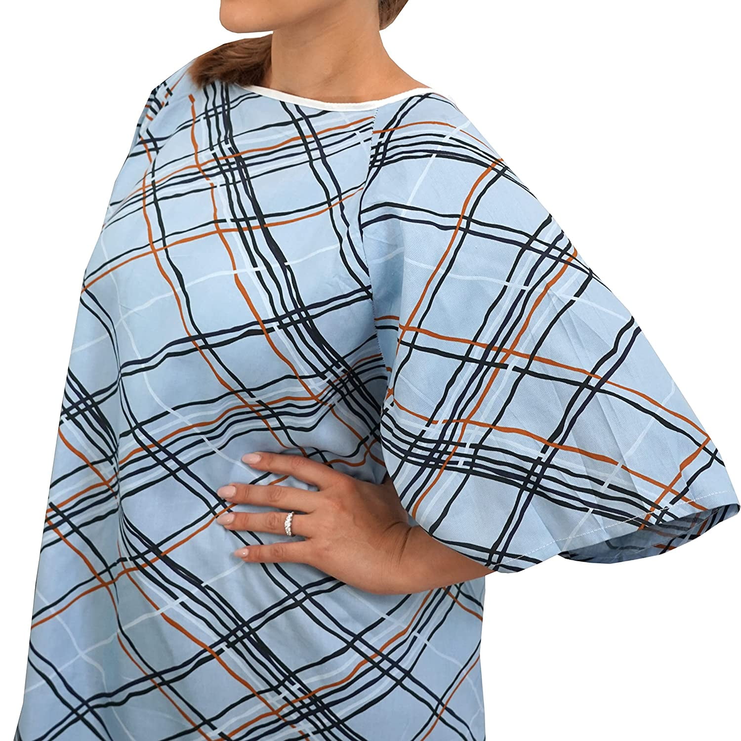 AMU Solutions Cotton Blend Hospital Gowns for Women/Men. Fit Up to 2XL ...