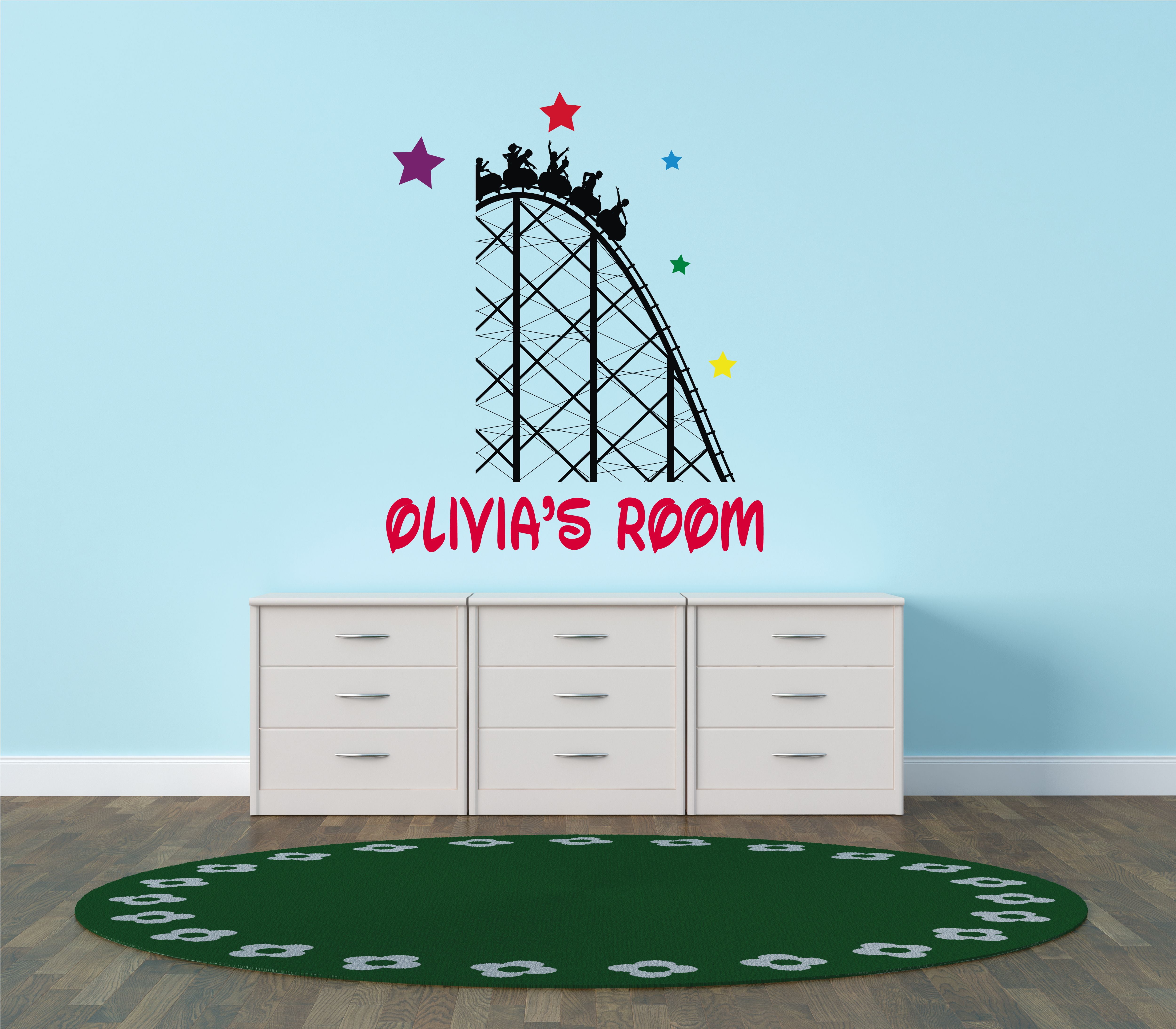 AMUSEMENT RIDE - Removable Kids Bedroom Roller Coaster Decoration ...