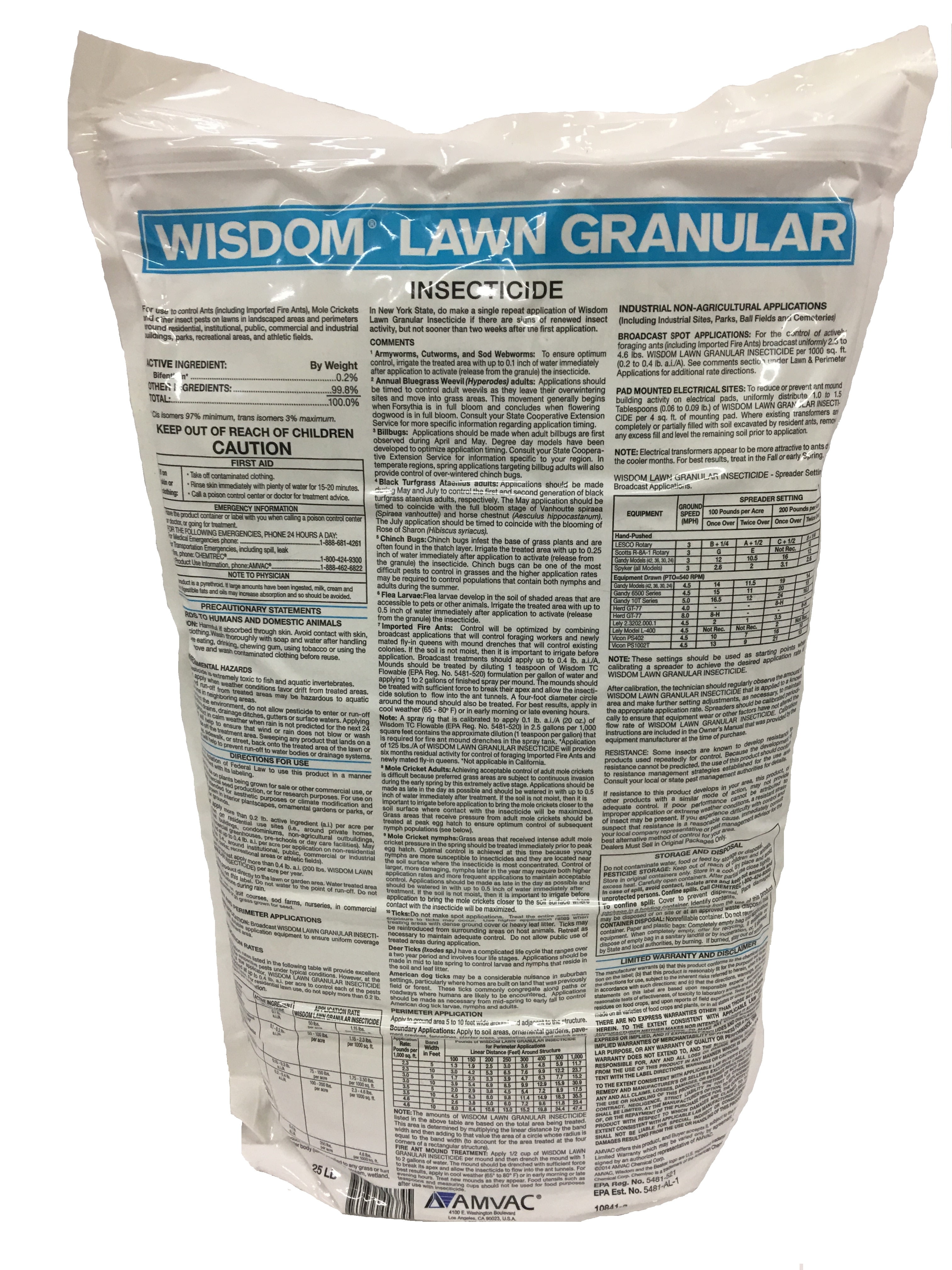 AMVAC Wisdom Lawn Granular 25 lb, 0.2% Bifenthrin, Garden Turf ...