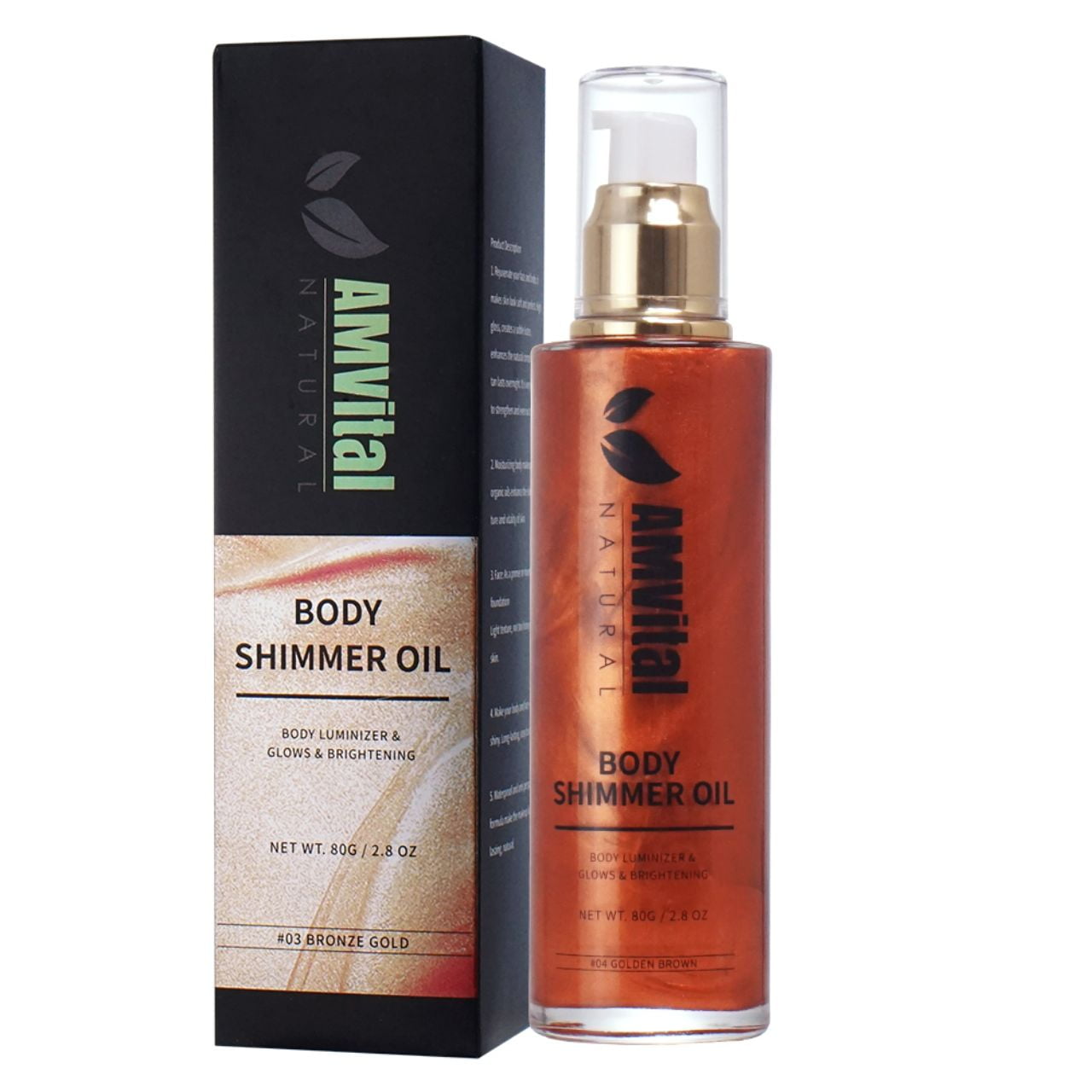 AMVital Shimmer Body Oil Bronze Gold, Radiant Glow Highlighter for Face ...