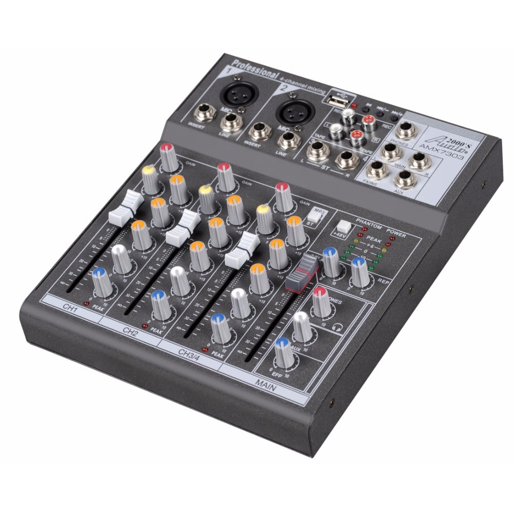 AMX7303- Professional Four-Channel Audio Mixer with USB and DSP ...