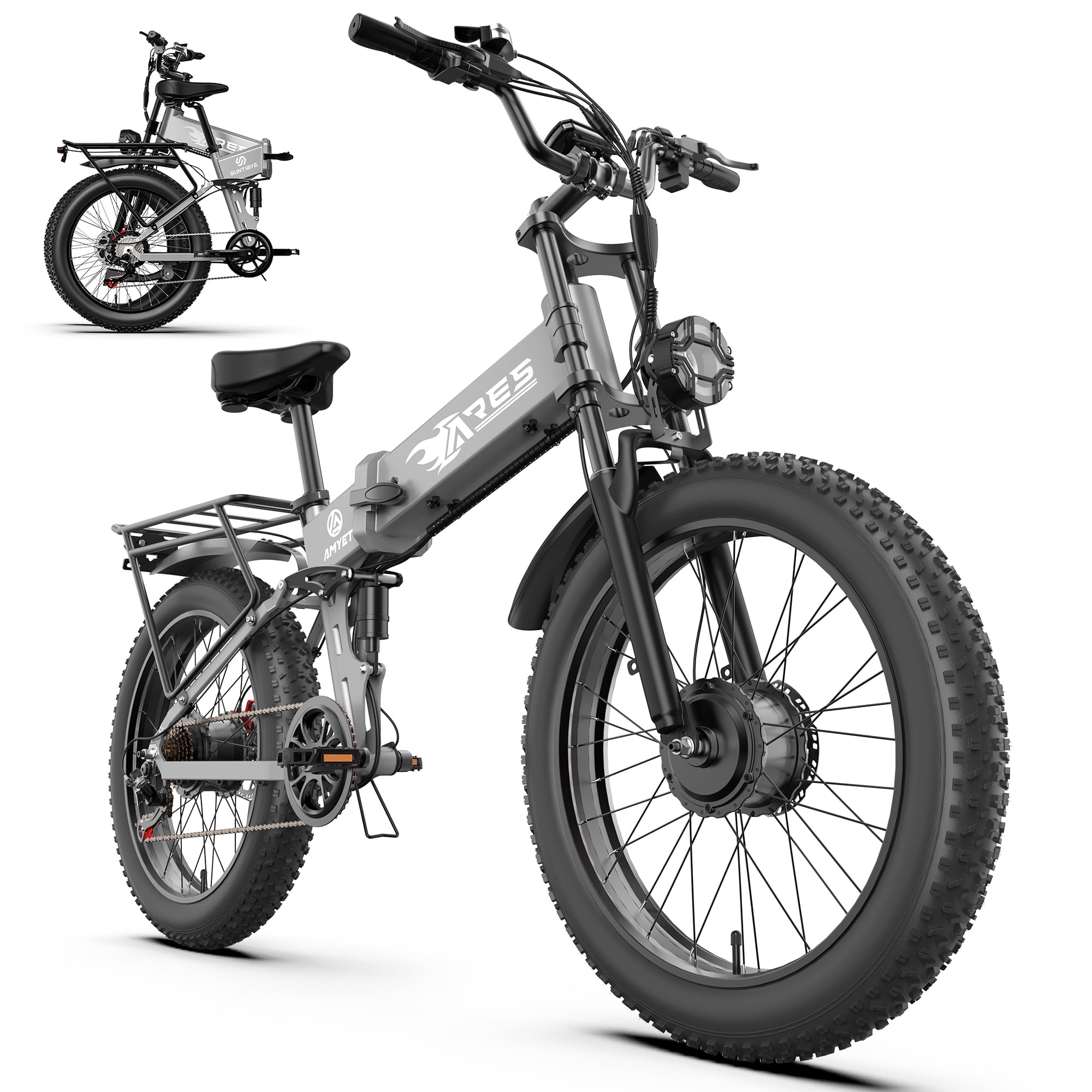 AMYET ARES Folding Electric Bike, 3000W Dual Motor Ebike for Adults ...