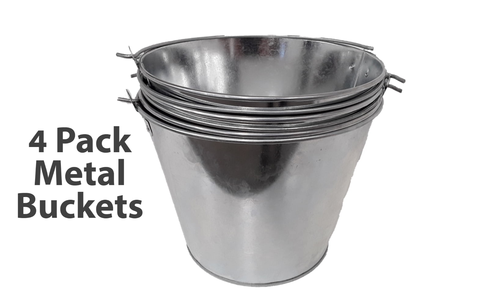 AMZ-15 Set of 4 Galvanized metal bucket - silver - Walmart.com