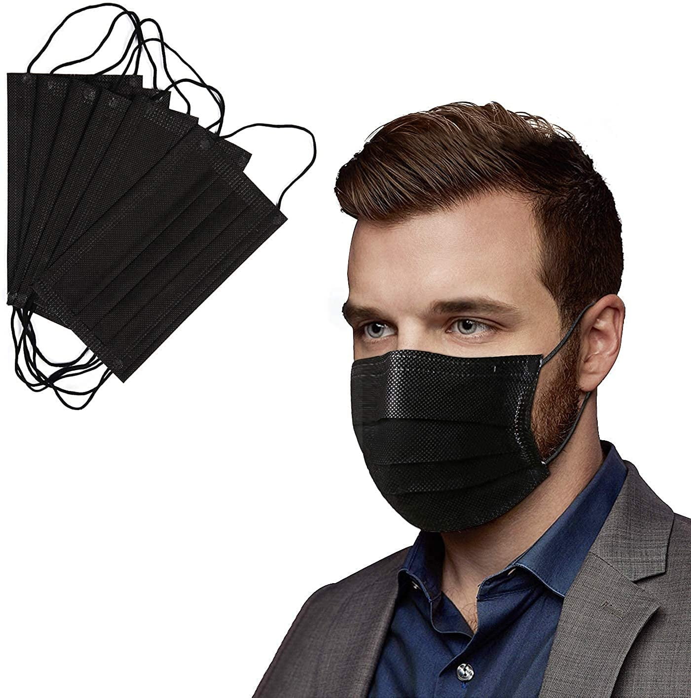 AMZ Disposable Face Protectors. Pack of 2500 Black Mouth and Nose ...