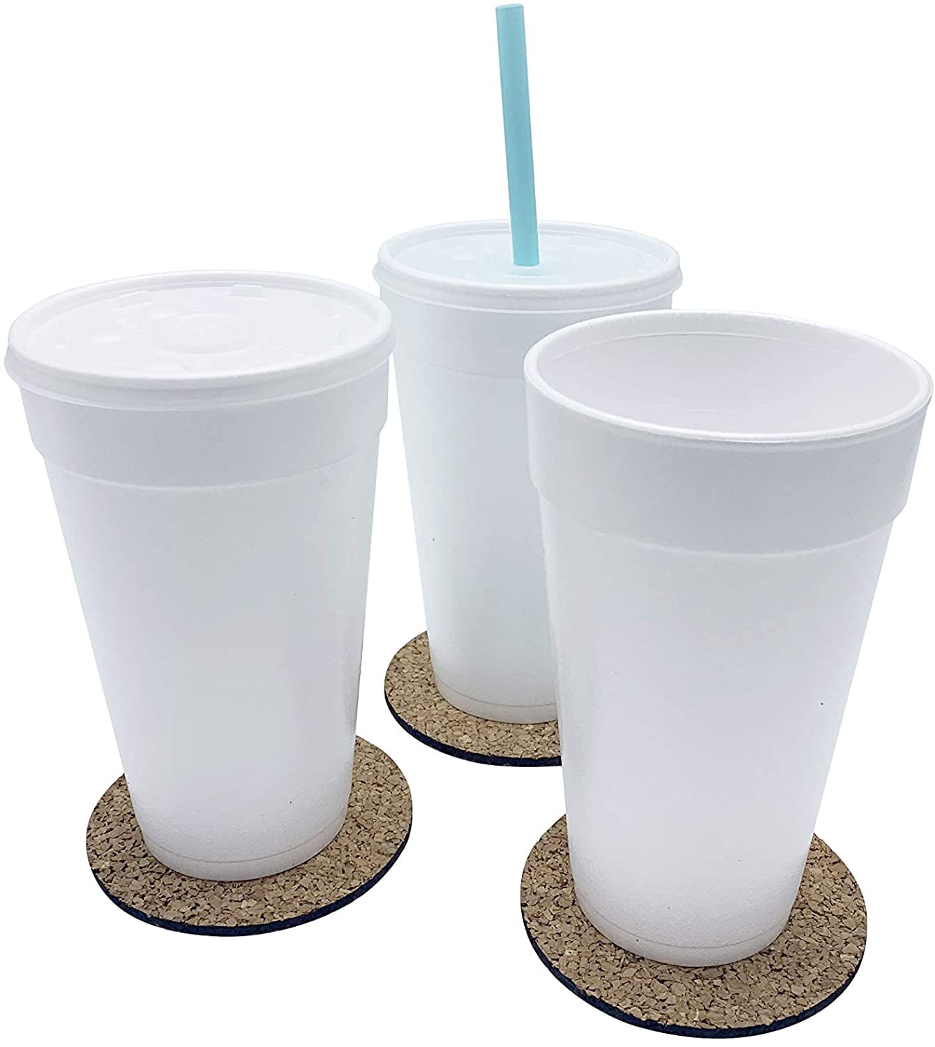 AMZ Empire Disposable Coffee Cups with Lids, 20 oz Foam, To Go Hot or ...