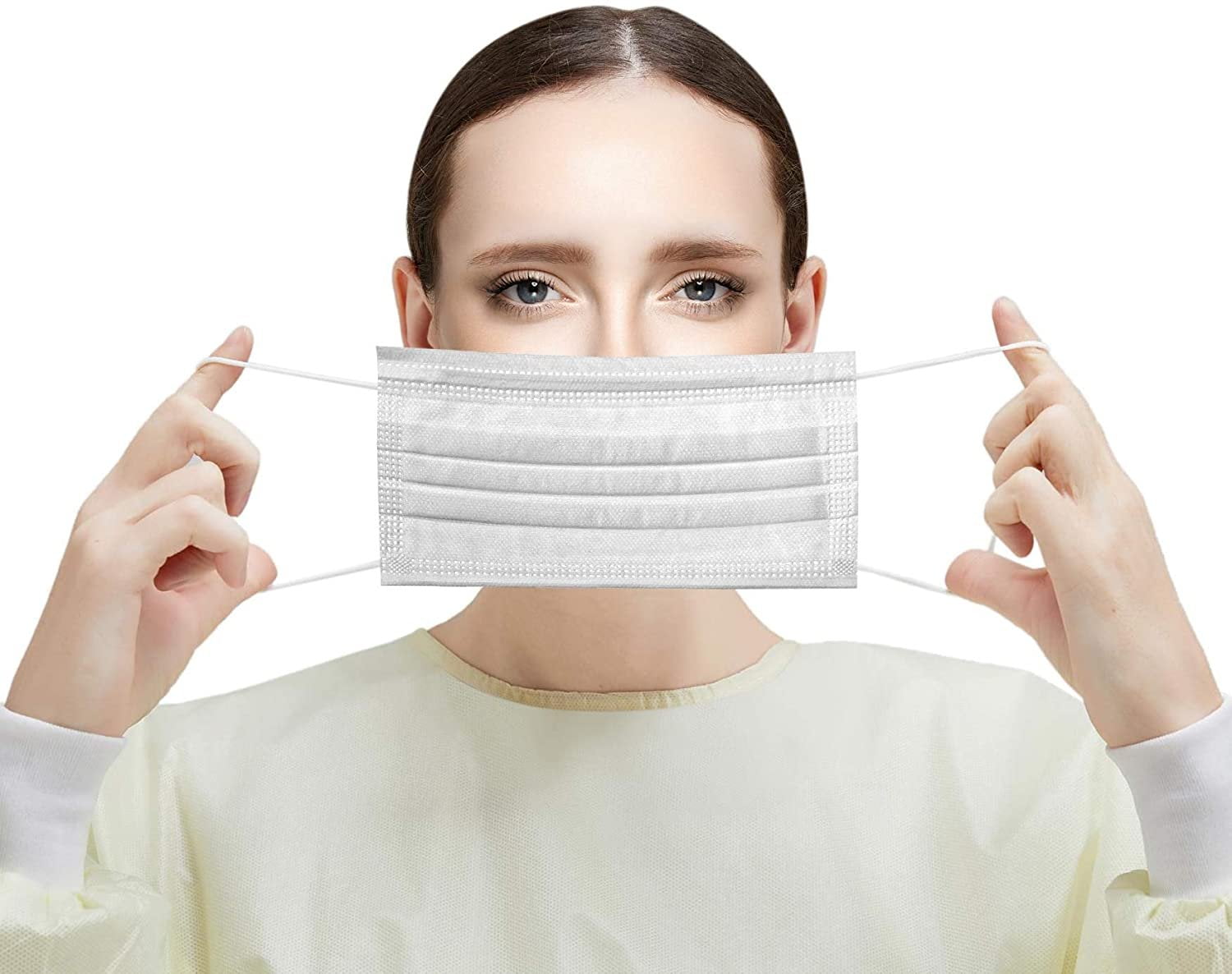 AMZ Supply Disposable White Face Masks Mouth and Nose Masks 4-Ply Mouth ...