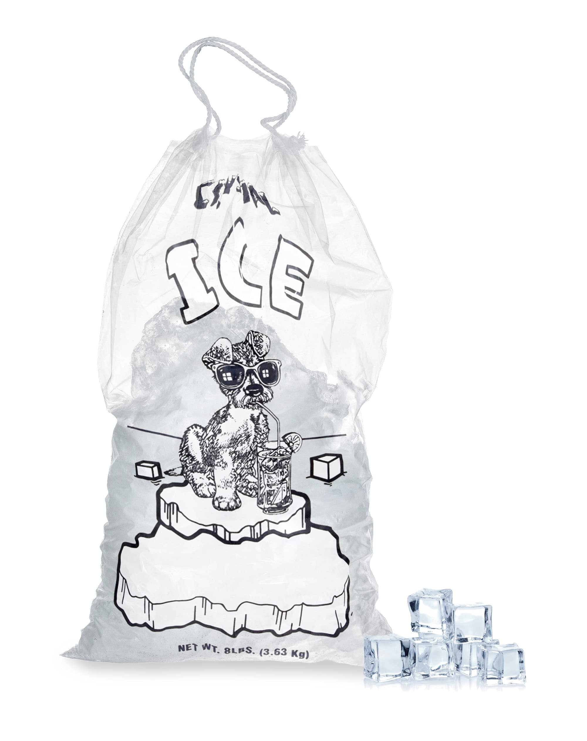 AMZ Supply Drawstring Ice Bags 11 x 18 Crystal Ice Printed Bags ...