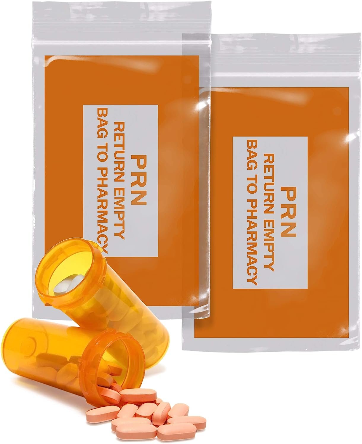 AMZ Supply Orange PRN Bags, Clear 4 x 6. Zip Locking Printed Bags 4x6 ...