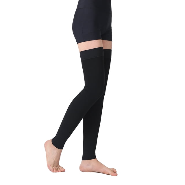 AMZAM Thigh High Compression Stocking Footless, Unisex, 20-30mmHg Black ...