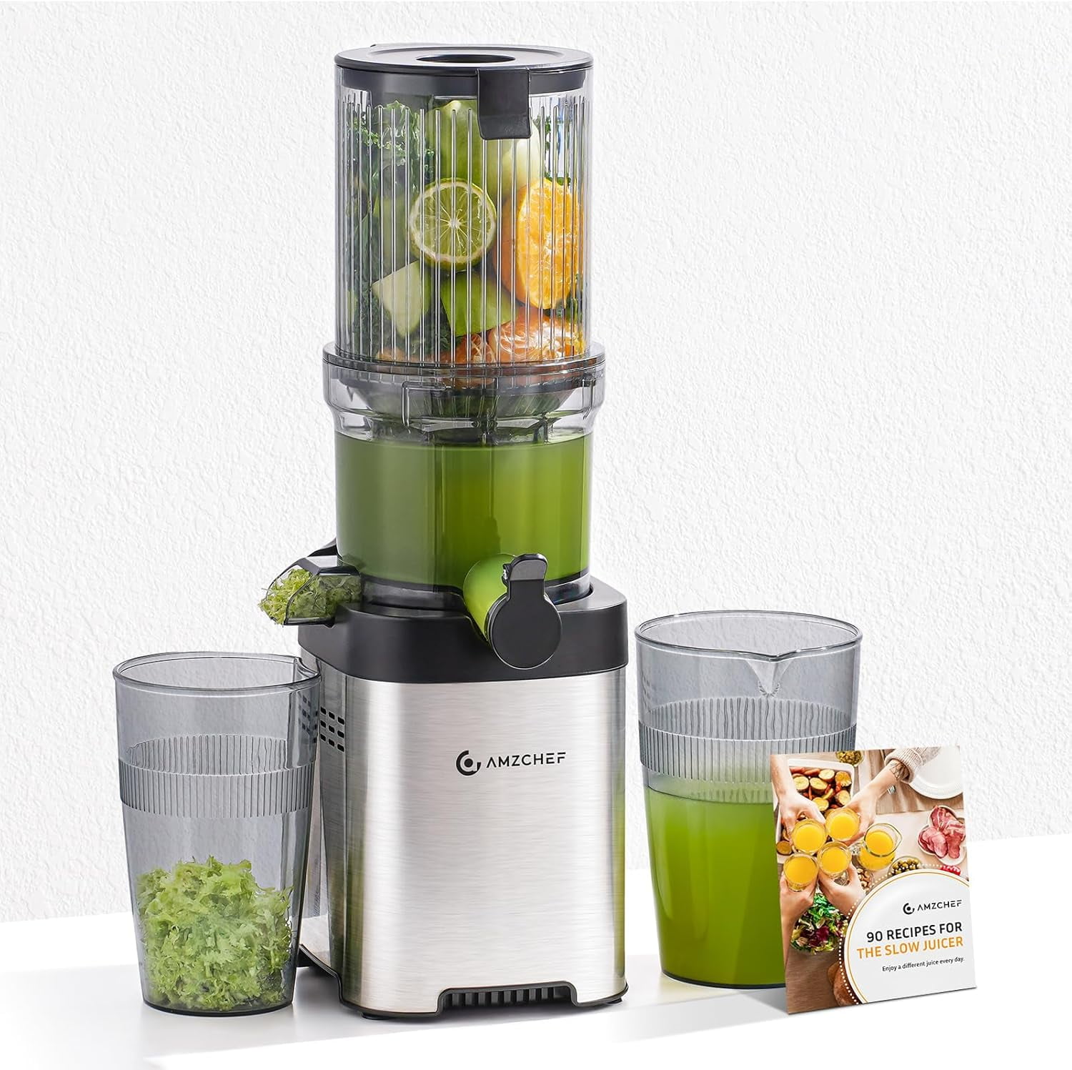 AMZCHEF Cold Press Juicer, Juicer Machines - 4.6" Large Feed Chute for ...