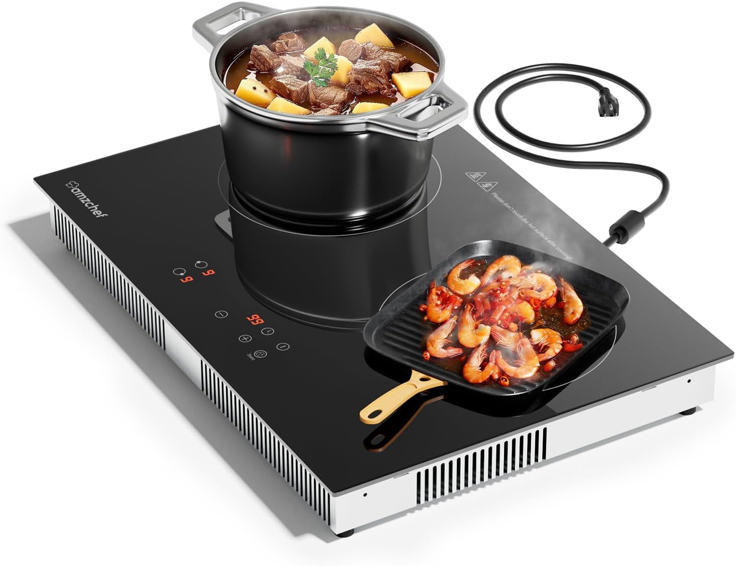 AMZCHEF Induction Cooktop 2 Burners, Bulit-in & Countertop 9 Power ...